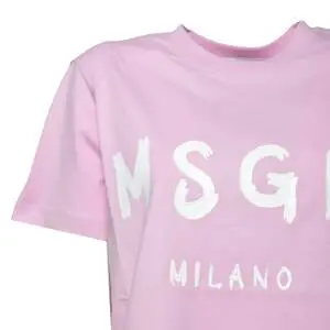 MSGM Cotton T-shirt With Logo Print - Rosa