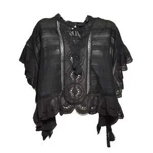 MARANT ETOILE Black Embroidered Cotton Lace Top