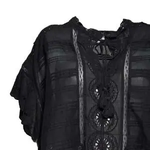 MARANT ETOILE Black Embroidered Cotton Lace Top