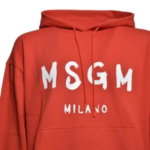 MSGM Hoodie With Logo - Rosso
