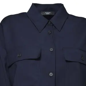 Max Mara Navy Button-detailed Shirt Jacket