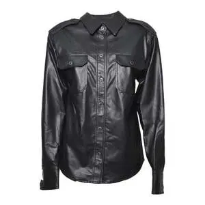 MARANT ETOILE Black Leather Button-up Shirt