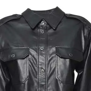MARANT ETOILE Black Leather Button-up Shirt