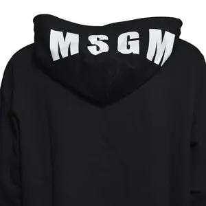 MSGM Black Cotton Logo Hoodie - Nero