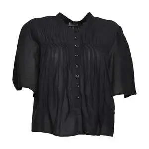 MARANT ETOILE Black Pleated Button-up Blouse