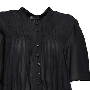 MARANT ETOILE Black Pleated Button-up Blouse