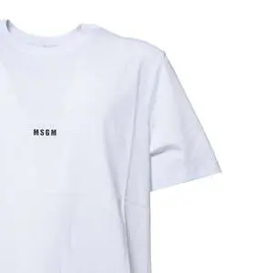 MSGM Crewneck T-shirt With Logo - Bianco