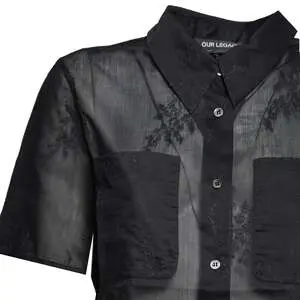 Our Legacy Black Sheer Embroidered Shirt