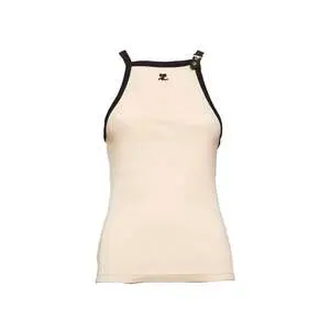 COURREGES Courrèges Halter Neck Tank Top With Embellished Detail - Beige