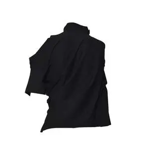 COURREGES Courrèges Black Open Shoulder T-shirt With Drawstring Detail