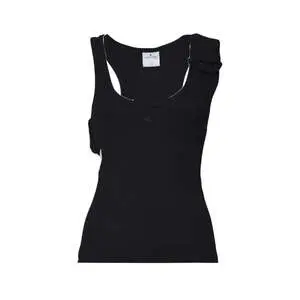 COURREGES Courrèges Black Tank Top With Button Detail - Nero