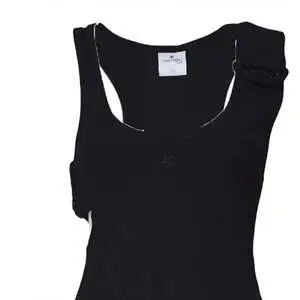 COURREGES Courrèges Black Tank Top With Button Detail - Nero