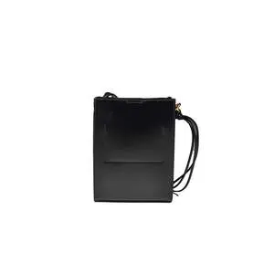 JIL SANDER Black Leather Drawstring Bag