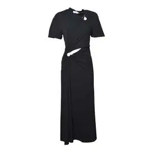 Rabanne Black Cut-out Draped Maxi Dress - Nero