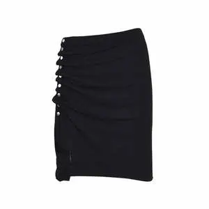 Rabanne Asymmetric Pleated Mini Skirt With Silver-plated Snaps