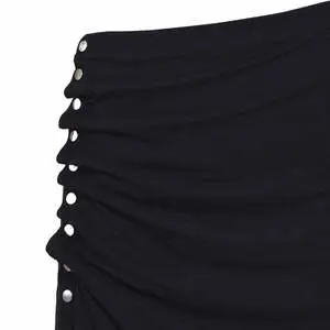 Rabanne Asymmetric Pleated Mini Skirt With Silver-plated Snaps
