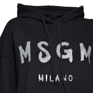 MSGM Oversized Logo Hoodie - Nero/argento