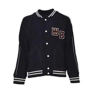 WALES BONNER Embroidered Logo Varsity Jacket - Blu