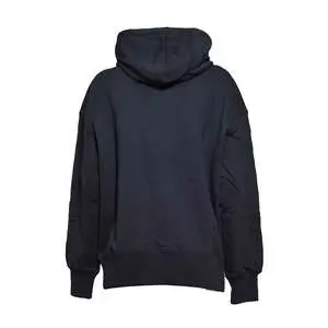 MSGM Black Cotton Hoodie With White Logo Print - Nero