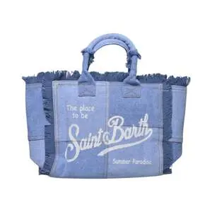 MC2 SAINT BARTH Tote Bag With Fringe Detail - Denim