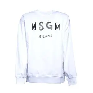 MSGM Crewneck Sweater With Graphic Print - Bianco