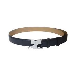 COURREGES Courrèges Black Leather Belt With Silver-Tone Buckle Nero