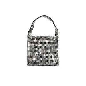 Rabanne Soft Square Shoulder Bag In Aluminum Metal Mesh - Argento