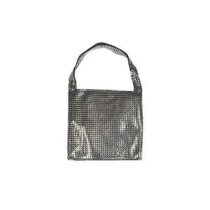 Rabanne Soft Square Shoulder Bag In Aluminum Metal Mesh - Argento