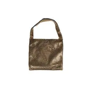 Rabanne Soft Square Shoulder Bag In Aluminum Metal Mesh - Oro