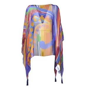 Etro Printed Silk Cape With Tassels