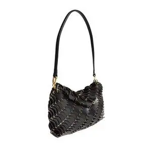 Rabanne Black Sequined Shoulder Bag With Gold Tone Hardware - Nero