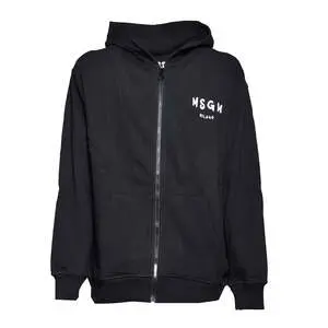 MSGM Zip-up Hoodie With Logo Detail - Nero