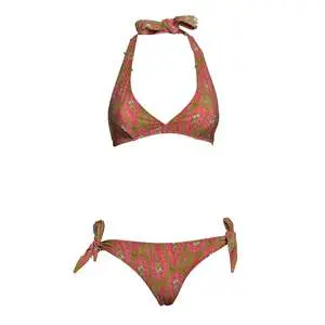 Etro Paisley Print Halterneck Bikini - Rosa/verde