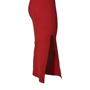 COURREGES Courrèges Ribbed Maxi Dress With High Neck And Slit - Rosso