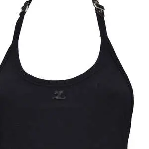 COURREGES Courrèges Halterneck Ribbed Mini Dress - Nero