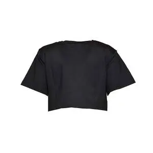 Max Mara Cropped T-shirt With Logo Detail - Nero