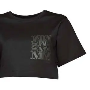 Max Mara Cropped T-shirt With Logo Detail - Nero