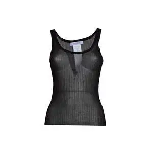 Max Mara Ribbed Sheer V-neck Tank - Nero