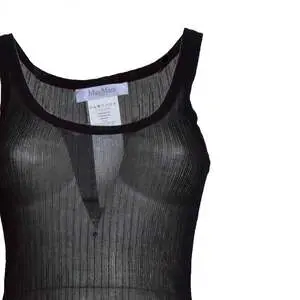 Max Mara Ribbed Sheer V-neck Tank - Nero