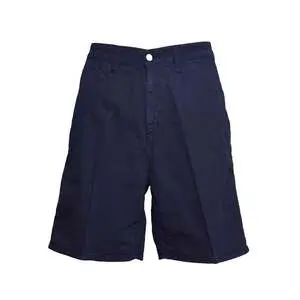 Carhartt Work In Progress Navy Blue Cotton Cargo Shorts - Blu Navy