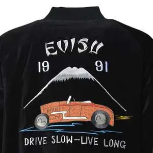EVISU Embroidered Velour Zip-up Jacket