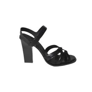 Max Mara Black Leather Strappy Sandals With Block Heel - Nero