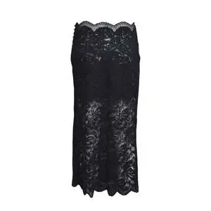 Rabanne Black Lace Midi Skirt With Button Detail - Nero