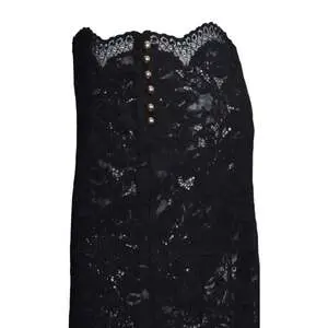 Rabanne Black Lace Midi Skirt With Button Detail - Nero