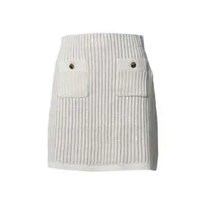 SELF-PORTRAIT Textured Knit Mini Skirt With Button Detailing