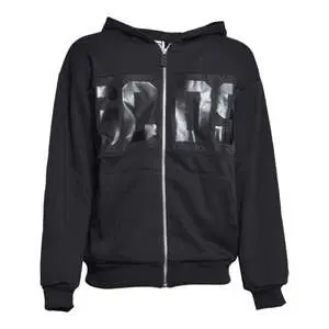 Gcds Black Zip-up Hoodie With Logo Detail - Nero/nero
