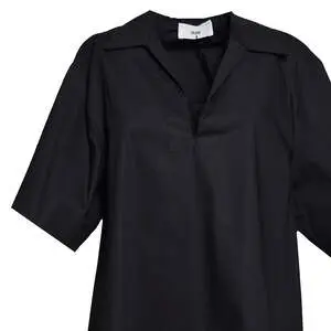 SOLOTRE Black Collared Short Sleeve Dress - Nero