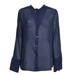 MERCI Band Collar Shirt - Blu
