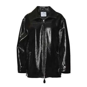 COURREGES Courrèges Black Patent Leather Zip-up Jacket - Nero