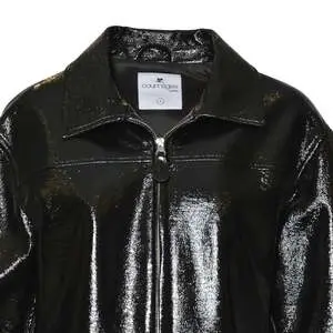 COURREGES Courrèges Black Patent Leather Zip-up Jacket - Nero